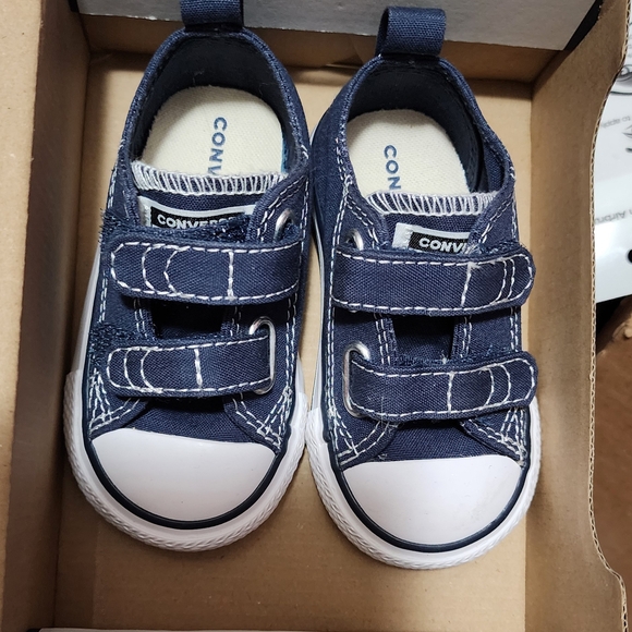 Converse | Shoes | Converse Kids Dark Blue Velcro Sneakers | Poshmark